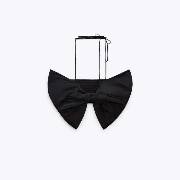 Zara | Tops | Nwt Zara Bandeau Bow Top Limited Edition Black | Poshmark